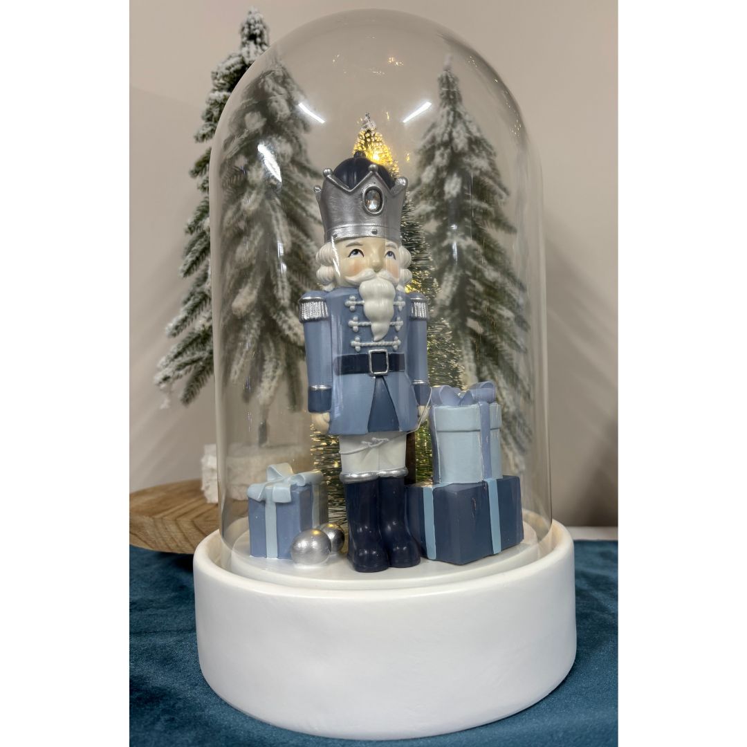 Blue and White Nutcracker Glass Dome – My Christmas