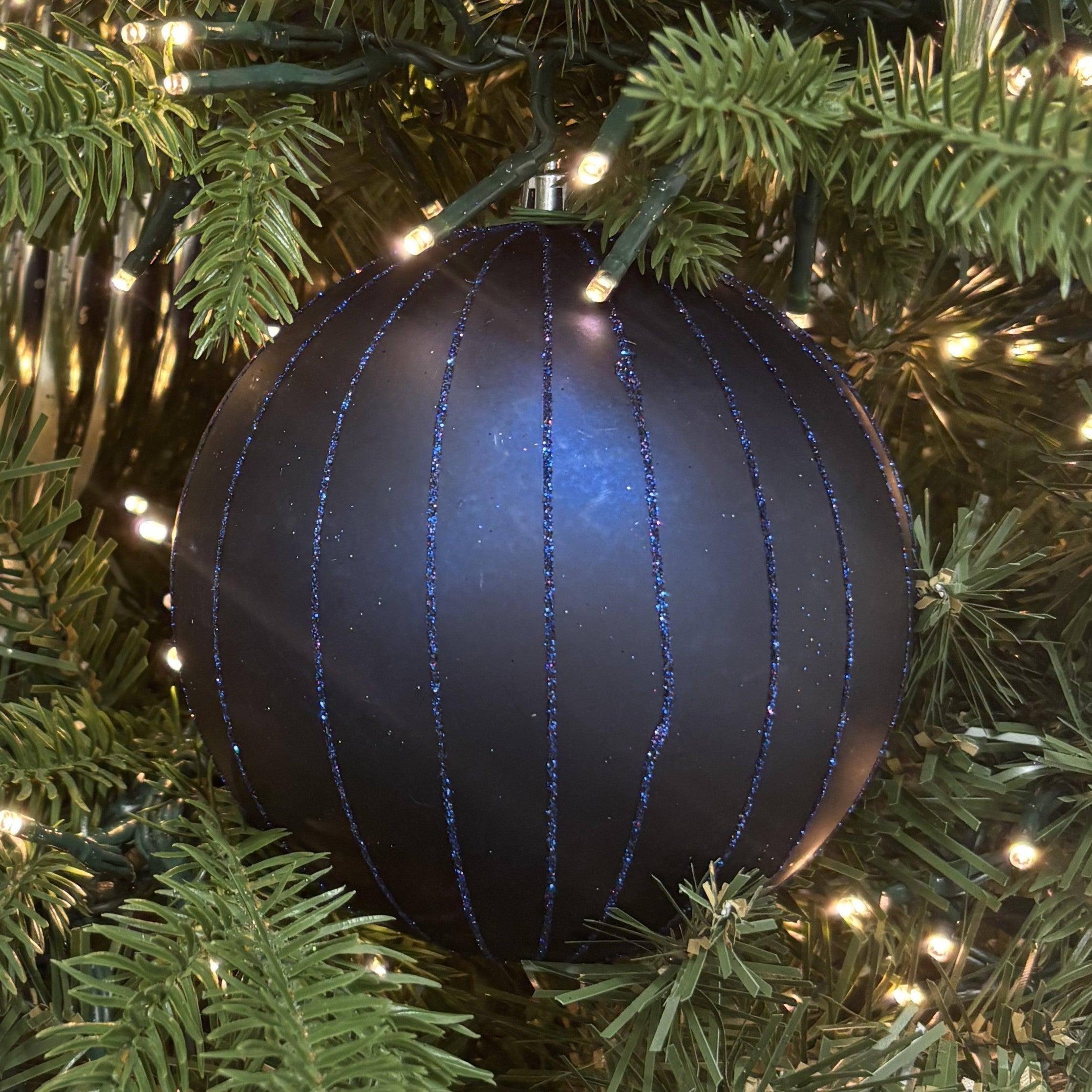 Matte Midnight Glitter Bauble – My Christmas